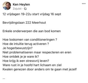 Start van reeks van 12 cursussen door Ken Heylen - Transitiegroep Geel